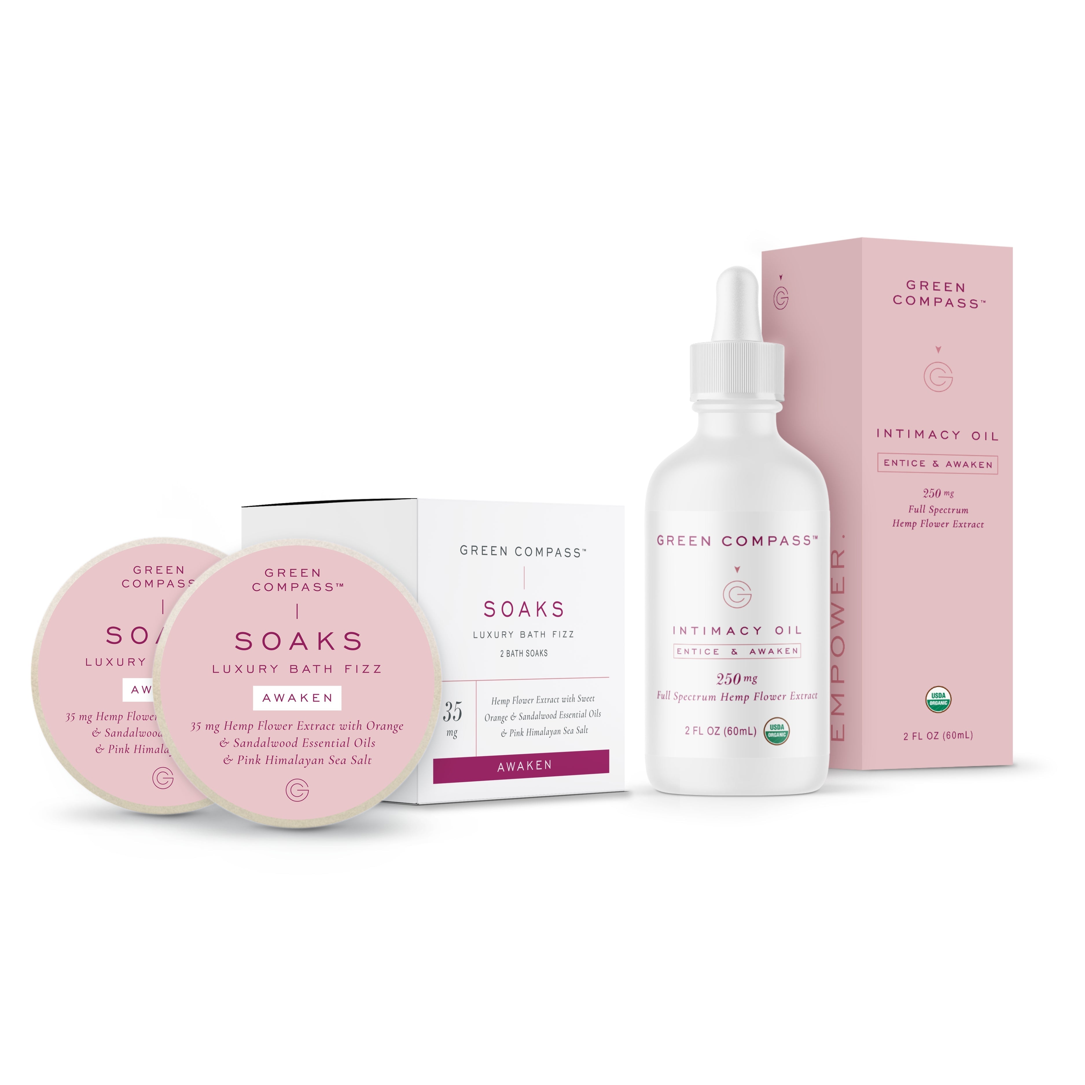 Awaken Collection - Intimacy Oil and Awaken Bath Soak – Green Compass